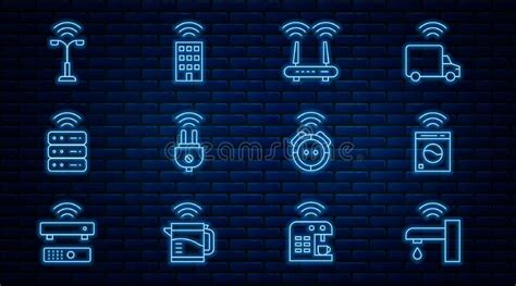 Set Line Smart Water Tap Washer Router And Wi Fi Signal Electric Plug Server Street Light