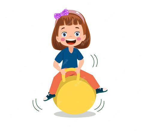 Premium Vector | Kids bouncing on hopper ball