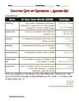 Unit 2 Solving Equations Entry Solution Sets With One Variable Easy2Edit