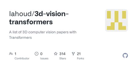 GitHub Lahoud D Vision Transformers A List Of D Computer Vision Papers With Transformers