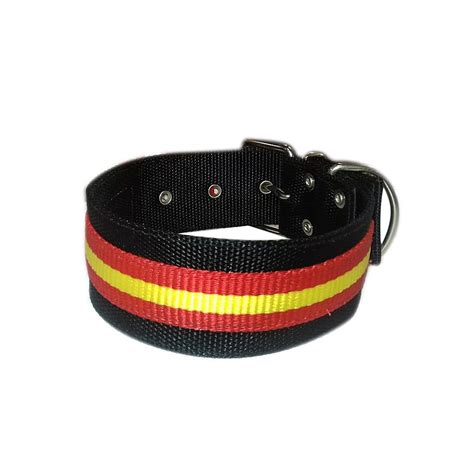 Collar para Perros Nylon Negro con bandera España 5cm ancho