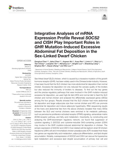 Pdf Integrative Analyses Of Mrna Expression Profile Reveal Socs2 And Cish Play Important Roles
