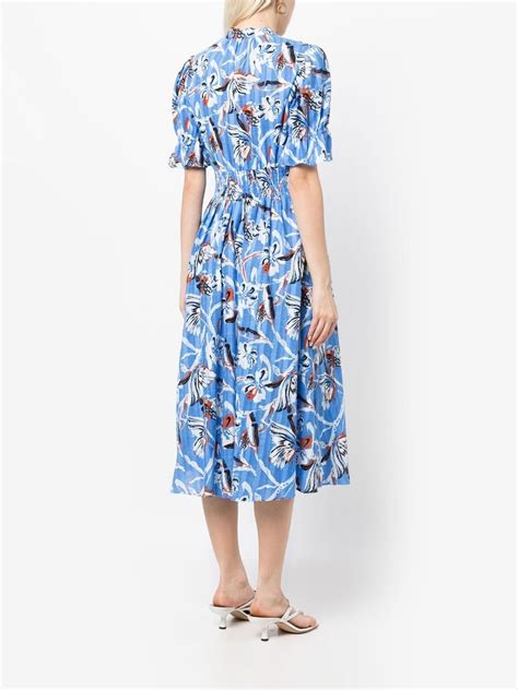 DVF Diane Von Furstenberg Erica Graphic Print Midi Dress Farfetch