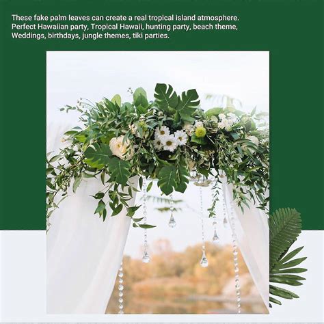 Pieces Kinds Tropical Party Decorations Monstera Leaves Artificial Palm Leaves With Faux