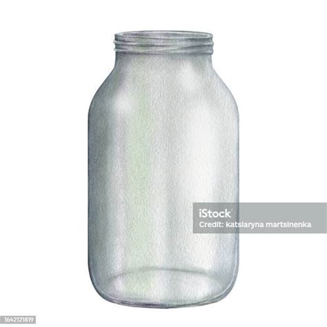 Glass Jar Watercolor Hand Drawn Clipart Isolated On White Background