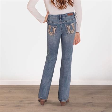 Rock And Roll Denim Girls Cowhide Button Flare Jeans