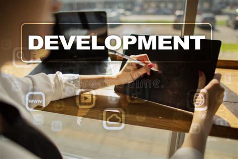 Development Concept On Virtual Screen Software Personal Stock Image Image Of Mobile