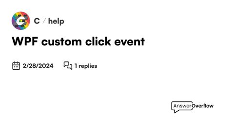 Wpf Custom Click Event C
