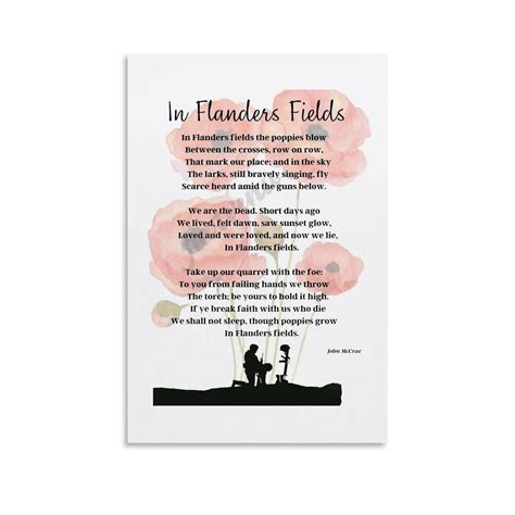 In Flanders Fields Poem Poster By John 1 Mccrae Poem Posters 1 Canvas