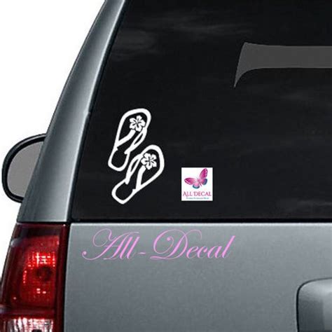 Flip Flop Hibiscus Flower Vinyl Decal Car Window Bumper Etsy