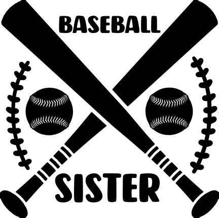 Baseball Sister Crossed Baseball Bats Baseball Ball Free Svg File