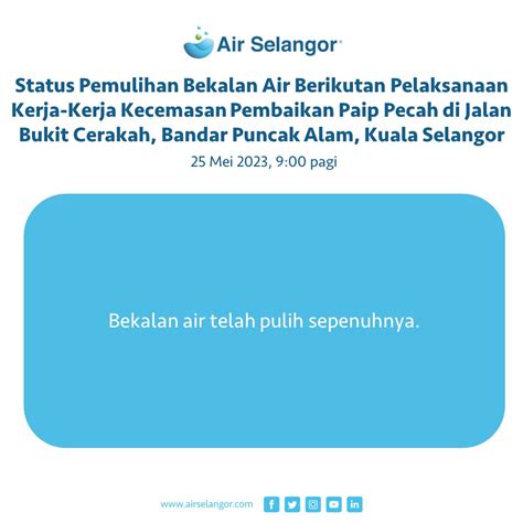 Air Selangor On Twitter Bekalan Air Di Kesemua Kawasan Di Wilayah