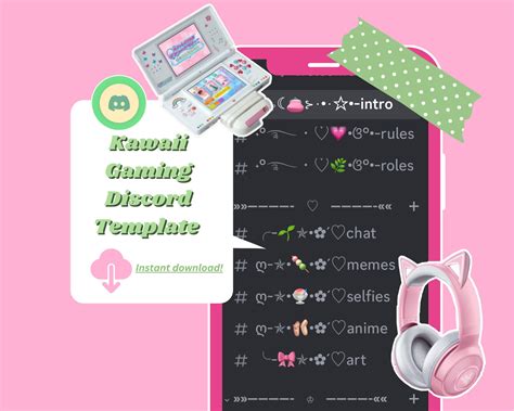 Kawaii Gamer Girl Discord Server Template Instant Download Gaming