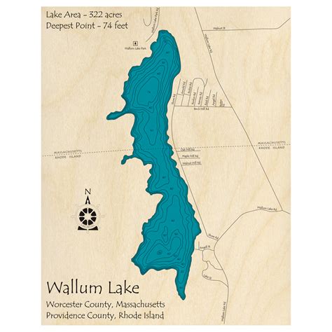 Wallum Lake Ma Ri 3d Custom Wood Map Lake Art Llc