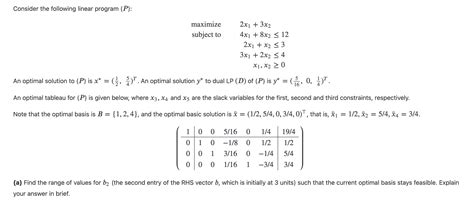 Solved Consider The Following Linear Program P ﻿