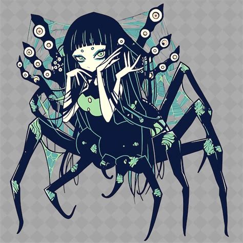 Premium Psd Png Fragile And Delicate Anime Spider Girl With Multiple Eyes An Creative Chibi