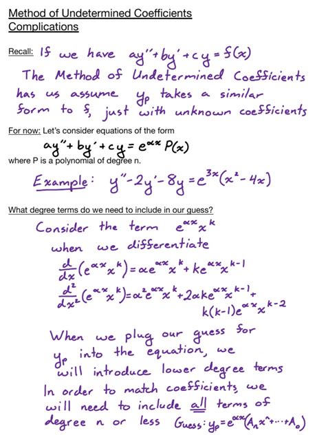 Diffeq Section 5 4 Part 2 Method Of Undetermined Coefficients Complications Pdf