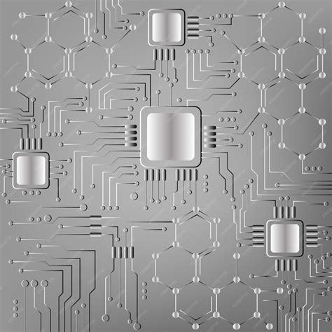 Premium Vector Computer Chip Electronic Circuit Board With Hexagon Vector For Technology And