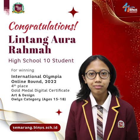Binus School Semarang Congratulations Lintang Binus School Semarang