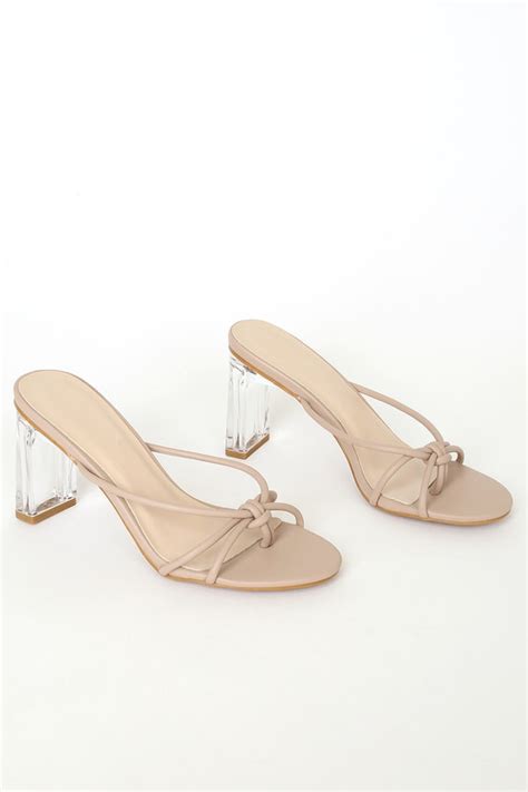High Heel Sandals Lucite Heels Knotted Toe Thong Sandals Lulus