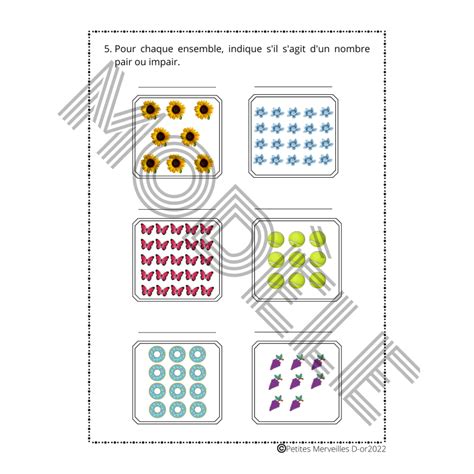 Exercices nombres pairs ou impairs 1re et 2e année