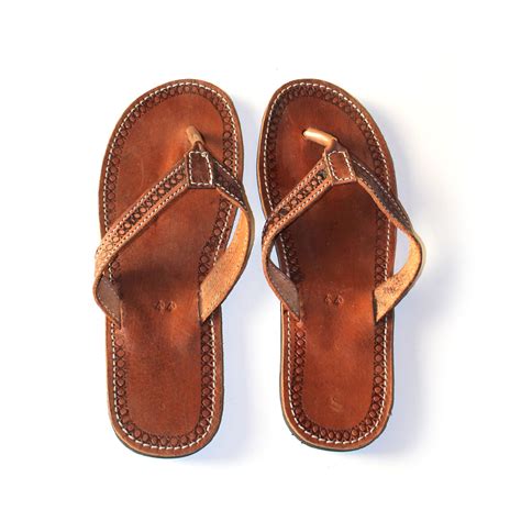 African Leather Sandals Size 44 Black Malaika