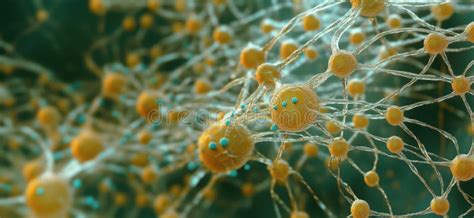 Neurons Interconnected in Neural Network, Showcasing Synapses and Connections, Vibrant Colors ...