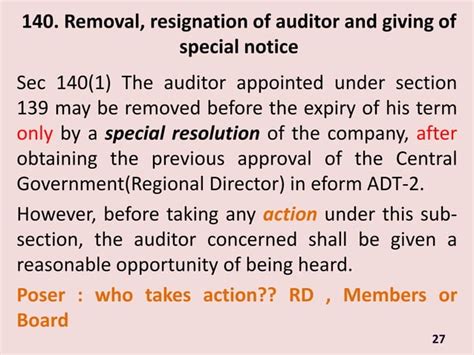 Appointment Removal Resignation Of Auditors PPTX