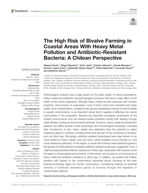 Pdf The High Risk Of Bivalve Farming In Coastal Areas With Heavy Metal Pollution And
