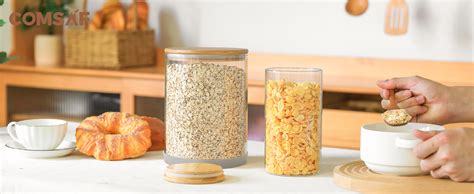 Comsaf Glass Jar With Airtight Lid 101fl Oz3 Liter Large Glass Food