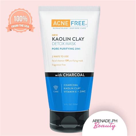 Acne Free Kaolin Clay Detox Mask 2 In 1 Pore Purifying With Charcoal