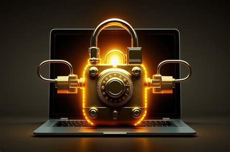 Premium Ai Image Technological Padlock With Circuits On Laptop Screen Data Security Concept
