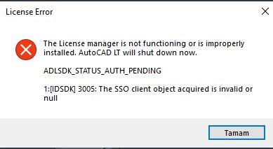 启动 Autodesk 软件 时显示ADLSDK STATUS AUTH PENDING 1 IDSDK 3005获取的 SSO 客户