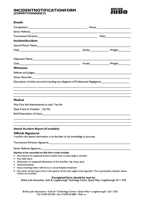 Incident Notification Form Printable Pdf Download