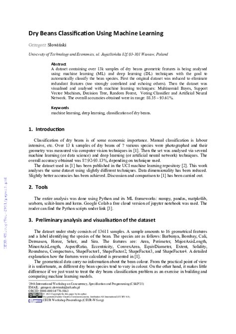 Pdf Dry Beans Classification Using Machine Learning