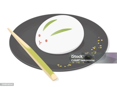 일본 전통 과자 와가시 네리키리 유키우사기 모양의 벡터 일러스트레이션 새해에 대한 스톡 벡터 아트 및 기타 이미지 새해 0