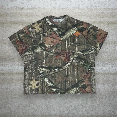 Vintage 90s Mossy Oak Hunting Camo Shirt Mens 2xl Short Sleeve Orange