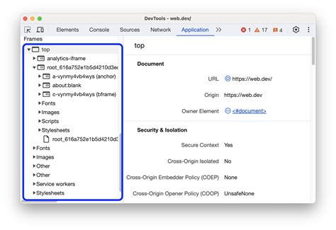 View frame details | Chrome DevTools | Chrome for Developers