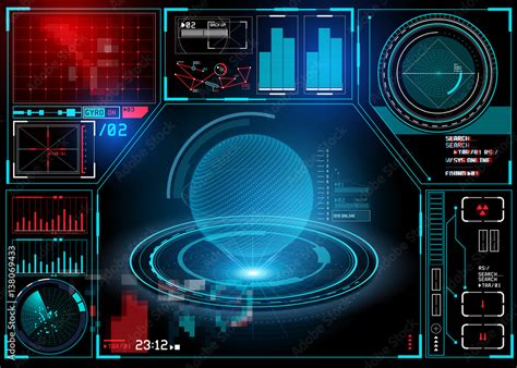 Technical HUD Display With Futuristic Digital Interface Elements