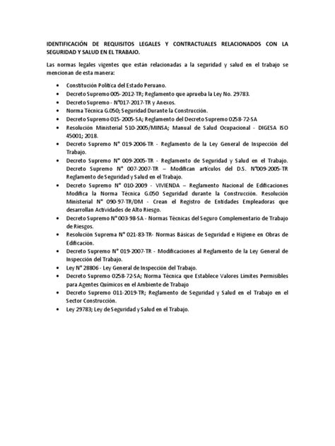 Identificación De Requisitos Legales Y Contractuales Relacionados Con