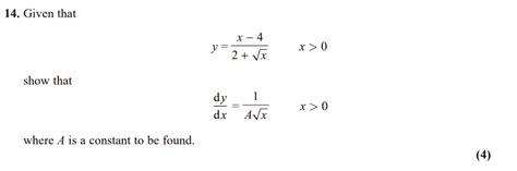 Edexcel A Level Pure Maths November 2021 Paper 1 Q14