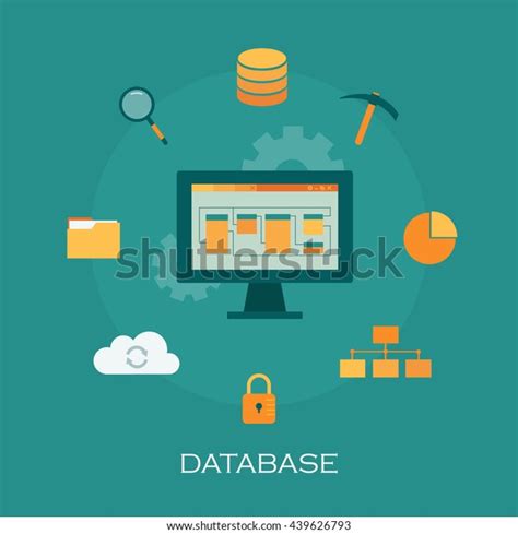 Database Flat Design Vector Set Of Data Technology Items Vector