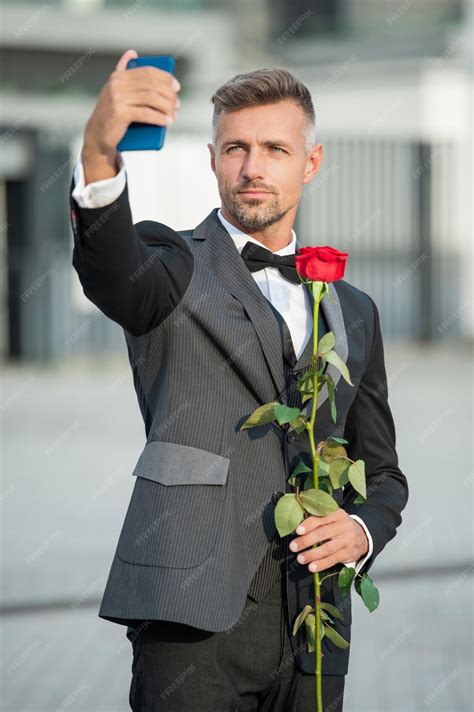 Premium Photo Selfie Time Man In Tuxedo Making Selfie Man In Bowtie