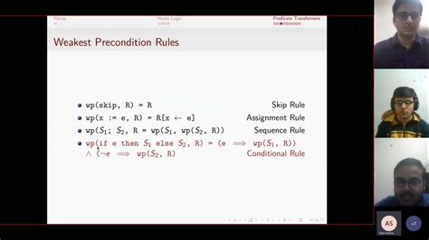 interaction meeting on modules 186 190 weakest precondition