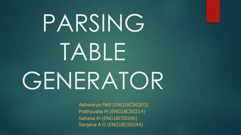 parser table generator compiler design project youtube
