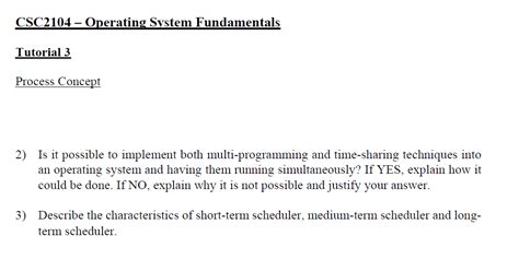 Solved Csc2104 Operating System Fundamentals Tutorial 3