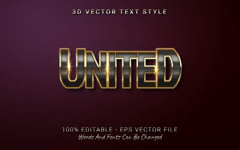 Efecto De Texto Editable Unido Estilo 3d Vector Premium