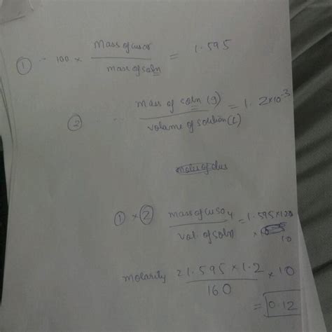 33 A Copper Sulphate Solution Contains 1595 Of Cuso4 By Weight Its