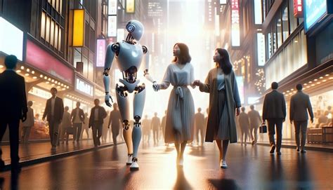 Premium Ai Image Woman In Love With Ai Robot Futuristic Romance