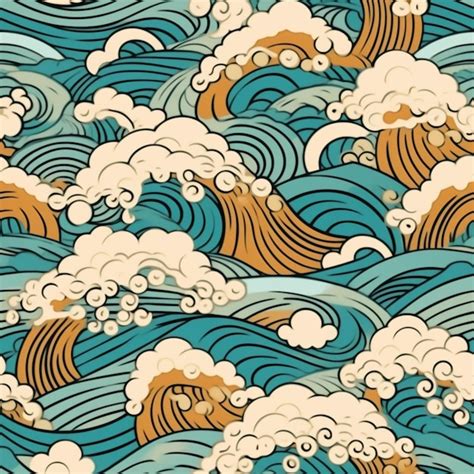 Premium AI Image A Close Up Of A Pattern Of Waves And Clouds Generative Ai